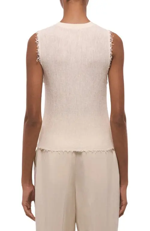 Helmut Lang Raw Edge Linen Blend Sweater Tank - Ivory
