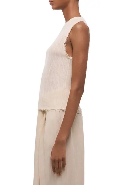 Helmut Lang Raw Edge Linen Blend Sweater Tank - Ivory