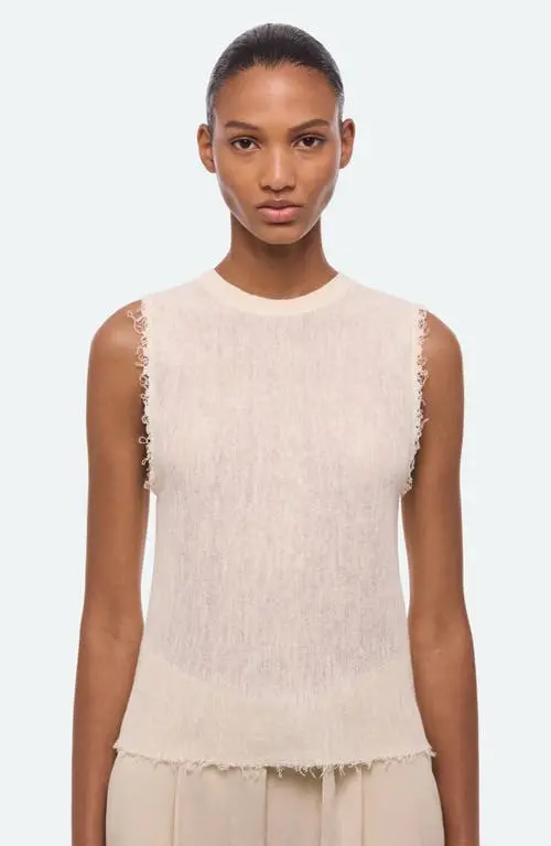 Helmut Lang Raw Edge Linen Blend Sweater Tank - Ivory
