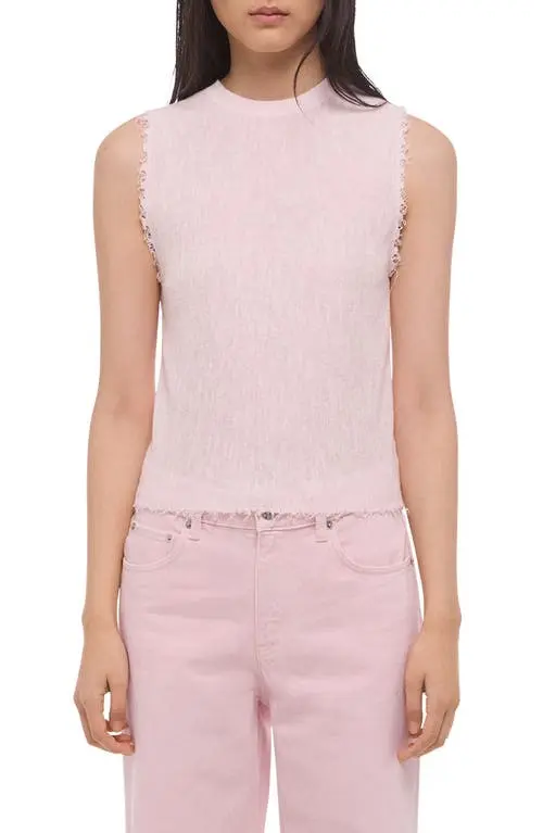 Helmut Lang Raw Edge Linen Blend Sweater Tank - Pink