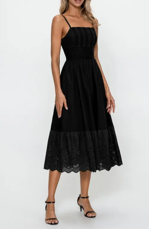 PS BY CUPSHE Lace Fit & Flare Cotton Midi Dress