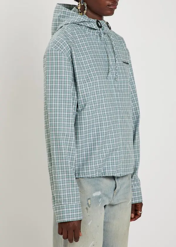 Acne Studios Plaid Drawstring Hooded Cotton Jacket