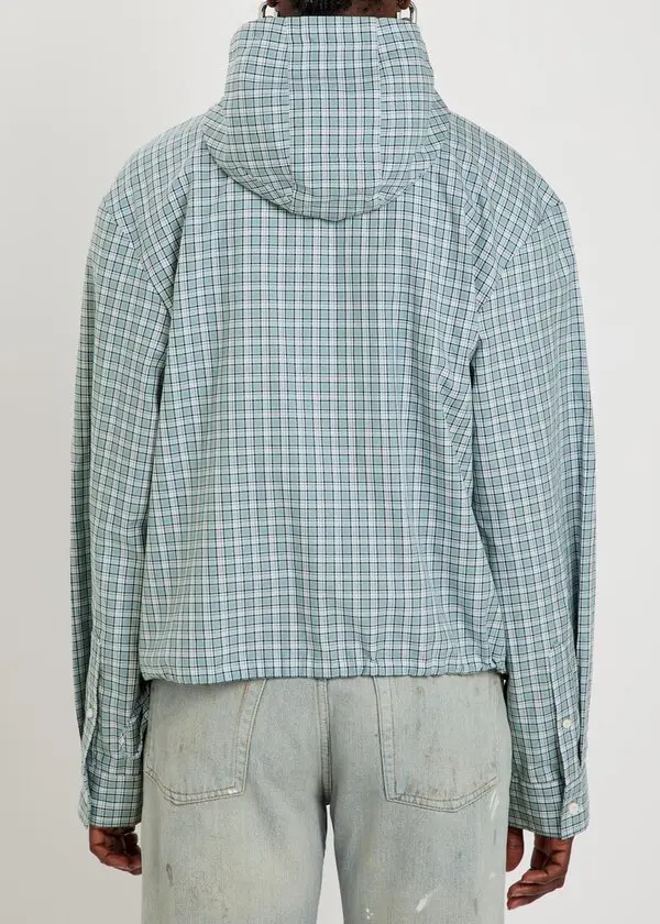 Acne Studios Plaid Drawstring Hooded Cotton Jacket