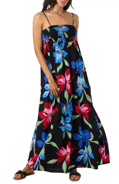 O'Neill Sleeveless Floral Print Maxi Dress - Black