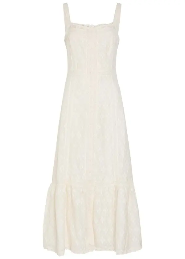 Paige Kelli Embroidered Midi Dress - White