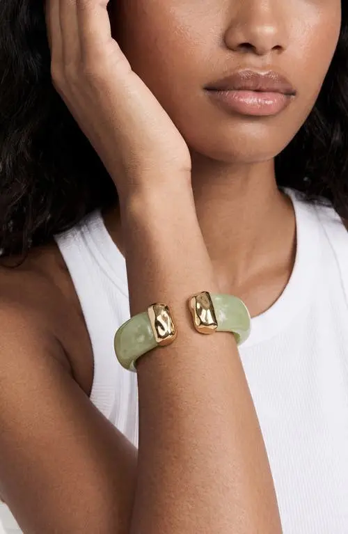Ettika Carved Relic Cuff Bracelet - Olive