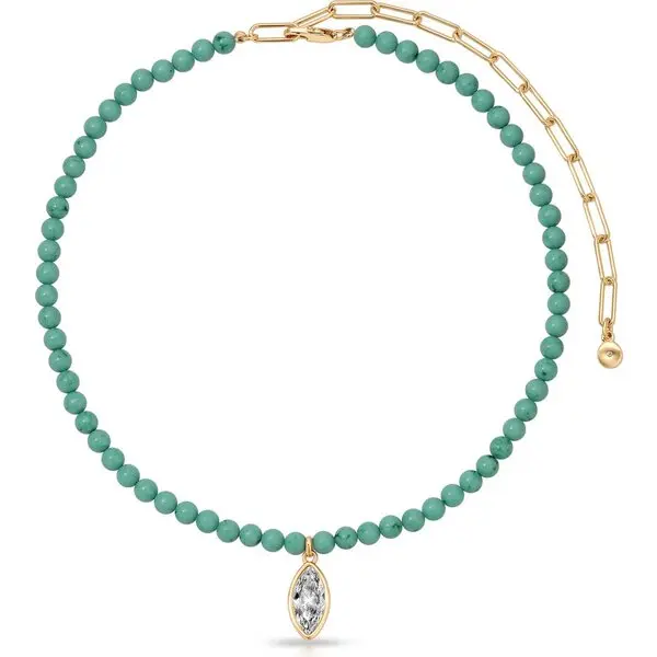 Ettika Marquise Beaded Necklace With Crystal Pendant - Turquoise