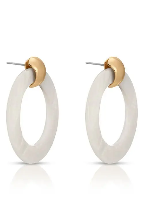 Ettika Mother-of-pearl Open Ring Hoop Earrings