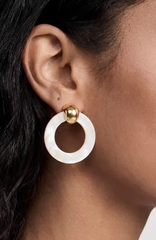 Ettika Mother-of-pearl Open Ring Hoop Earrings