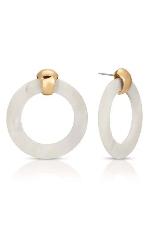Ettika Mother-of-pearl Open Ring Hoop Earrings - Gold