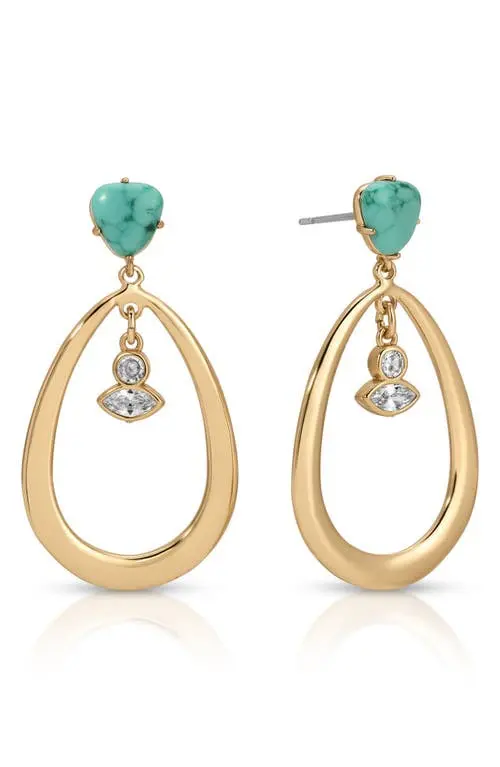 Ettika Oval Drop Earrings With And Crystal Accents - Turquoise