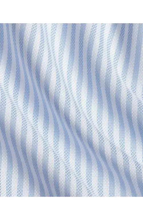 David Donahue Stripe Cotton Oxford Button-down Shirt - White/sky