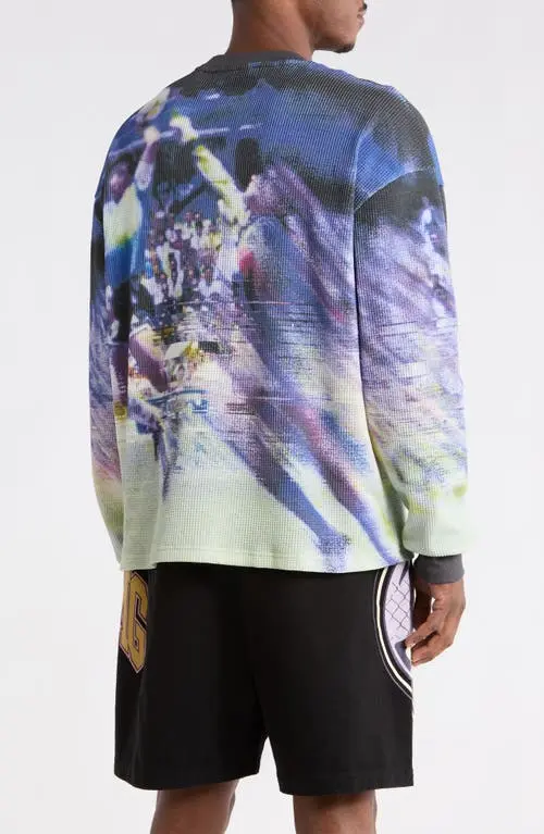 CRIMINAL DAMAGE Hand Of God Graphic Waffle Knit Long Sleeve T-shirt