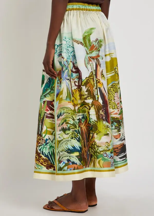 ALEMAIS Alemasis Jungle Boogie Printed Silk Culotte Trousers