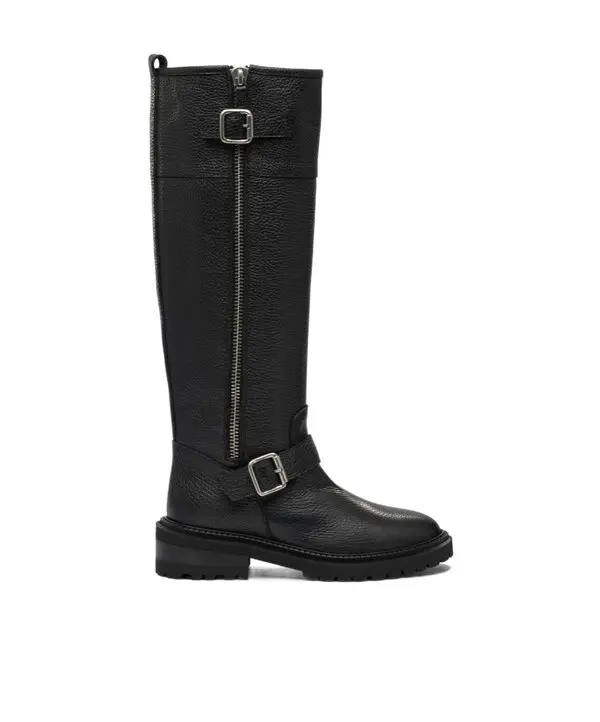 VIA ROMA 15 Leather Knee-high Buckled Boots