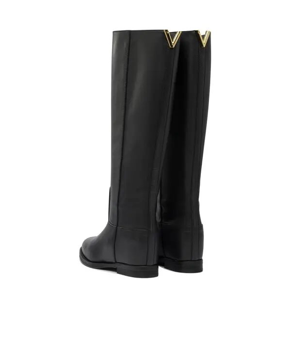 VIA ROMA 15 Round-toe Knee-high Boots With V-shaped Logo Detail
