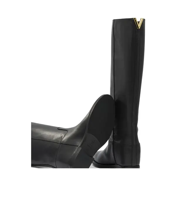 VIA ROMA 15 Round-toe Knee-high Boots With V-shaped Logo Detail