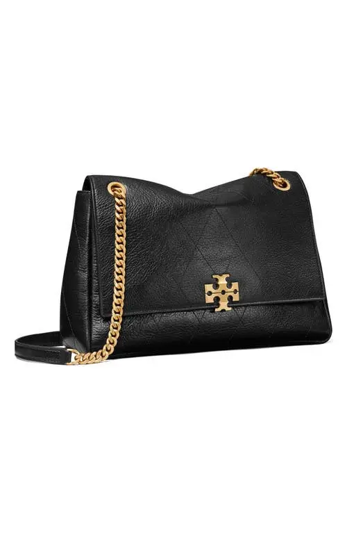 Tory Burch Charlie Quilted Leather Shoulder Bag - Black