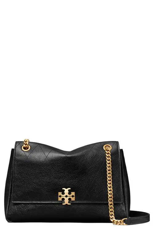 Tory Burch Charlie Quilted Leather Shoulder Bag - Black