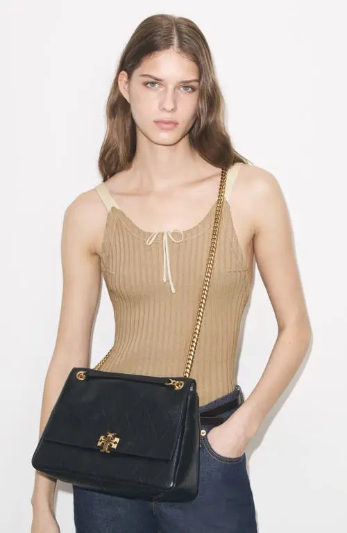Tory Burch Charlie Quilted Leather Shoulder Bag - Black