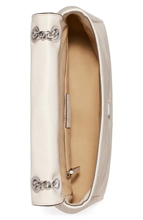 Tory Burch Charlie Quilted Leather Shoulder Bag - Light Cream