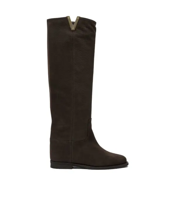VIA ROMA 15 Knee High Leather Boots - Black
