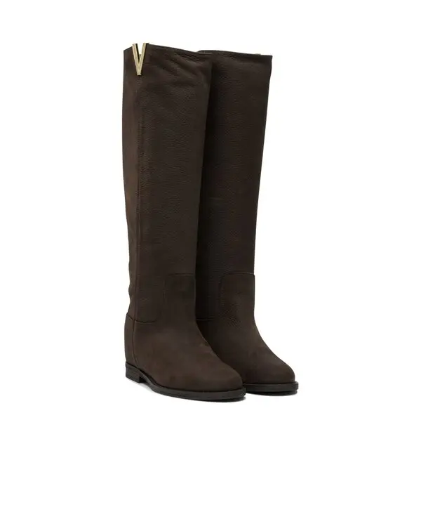 VIA ROMA 15 Knee High Leather Boots - Black