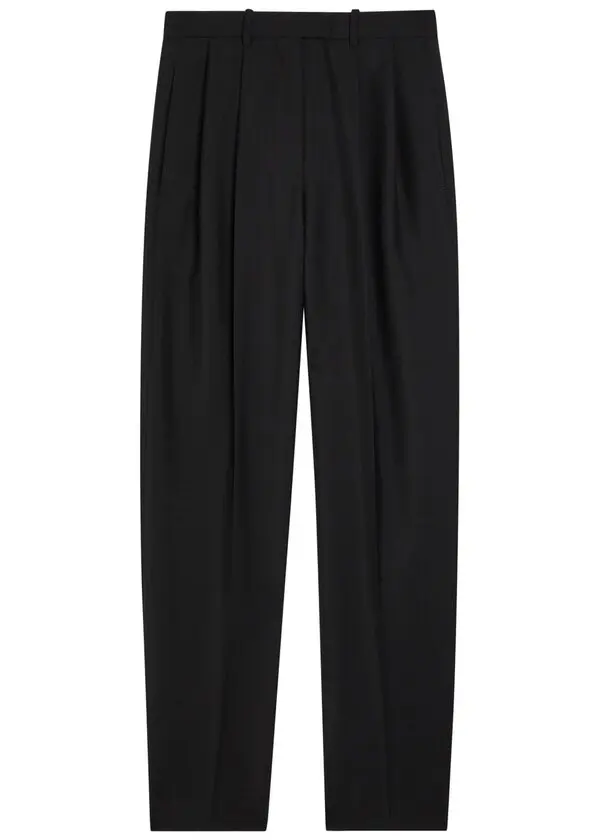 Givenchy Pleated Tapered-leg Wool And Mohair-blend Trousers