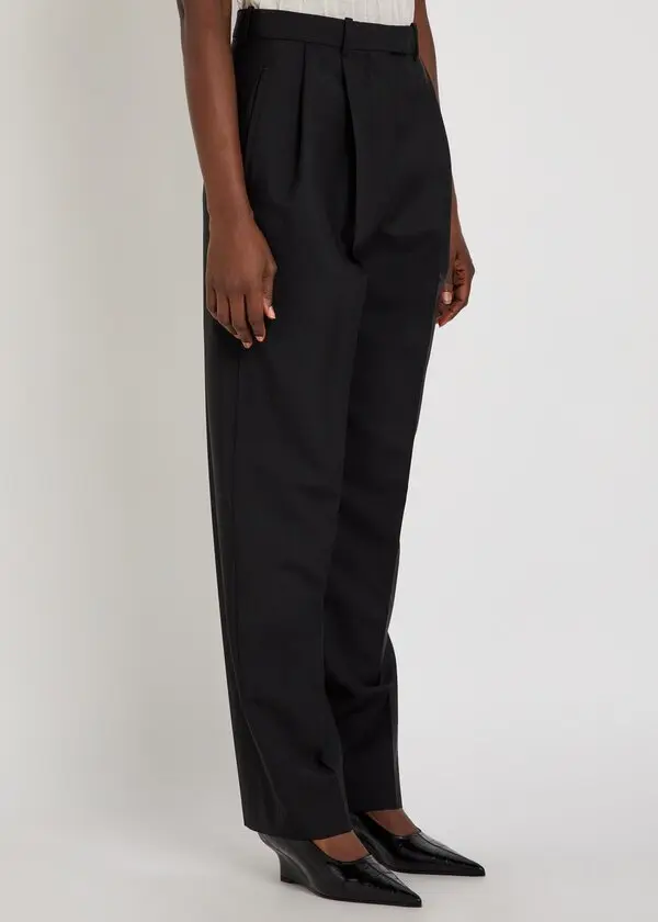 Givenchy Pleated Tapered-leg Wool And Mohair-blend Trousers