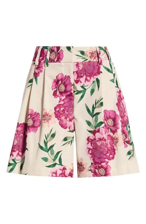 TAHARI ASL Floral Bermuda Shorts - Sand Berry Floral