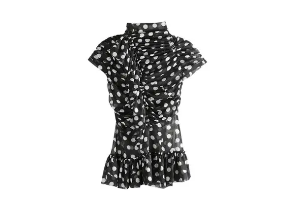 Dries Van Noten Polka Dot Ruched Shirt