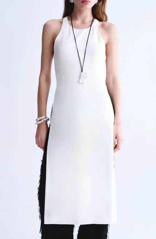 Mango Open Back Satin Longline Top - Off White