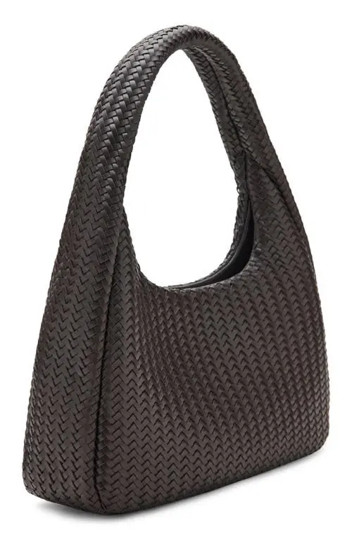Mango Braided Faux Leather Shoulder Bag