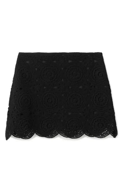 Mango Crochet Cotton Blend Mini Skirt