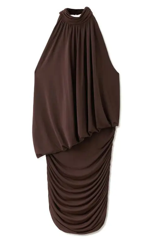 Mango Halter Neck Draped Minidress