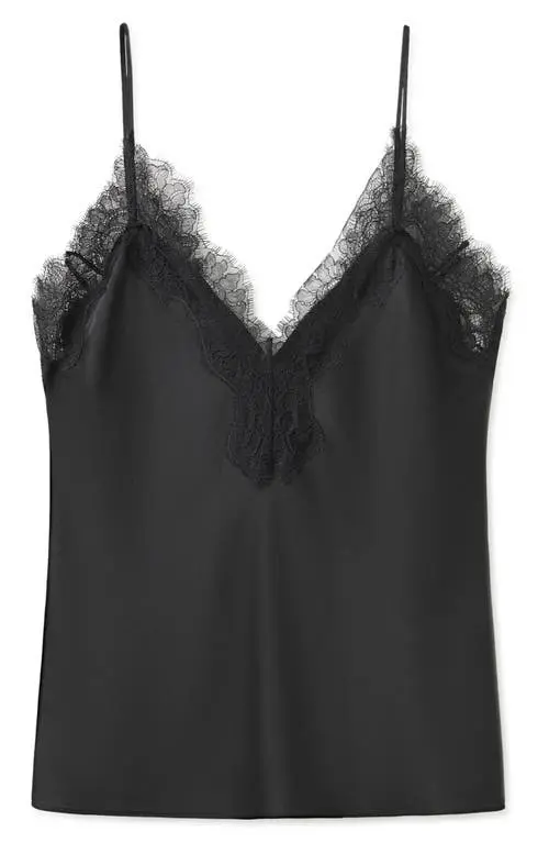 Mango Matte Satin Lace Trim Cami