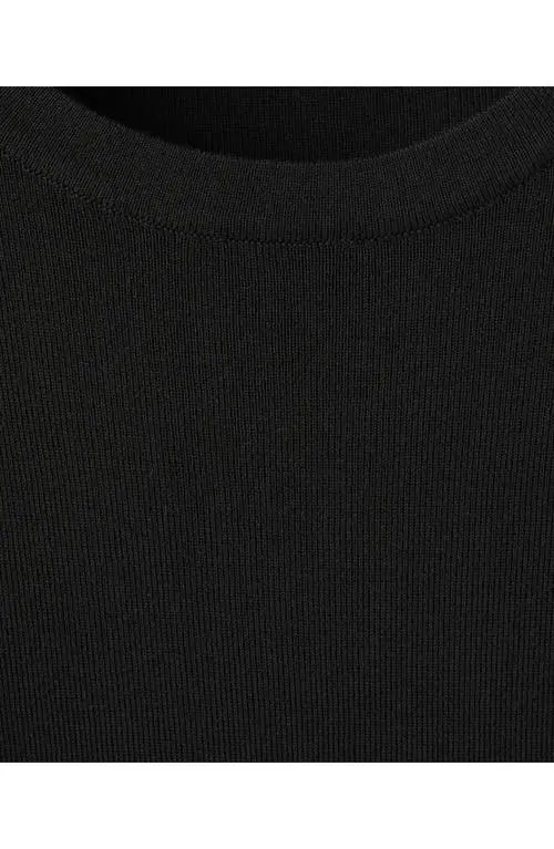 Mango Short Sleeve Crew Neck Fine Knit Sweater - Black