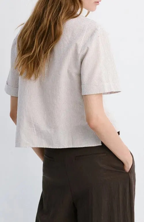 Mango Striped Cropped Shirt