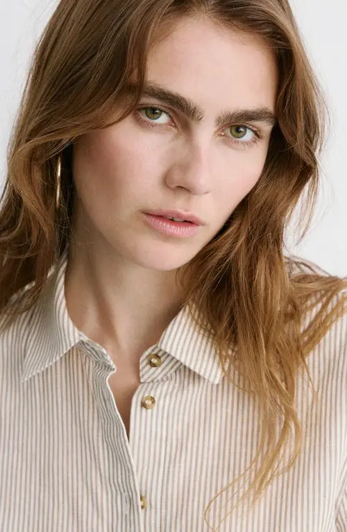 Mango Striped Cropped Shirt
