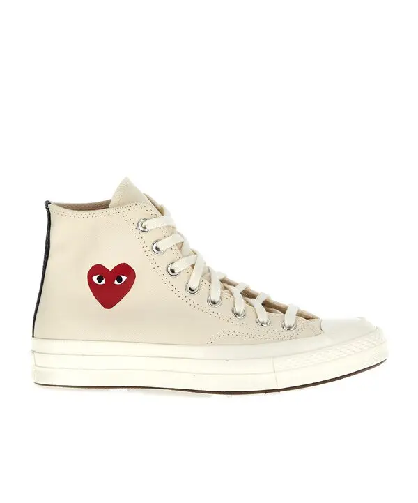 Play Comme Des Garcon High Top Casual Lace-up Sneakers - White
