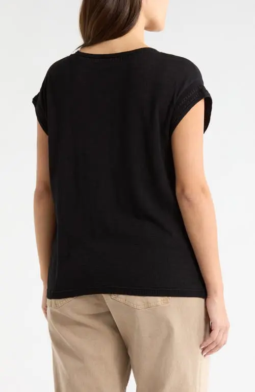 Wit & Wisdom Pointelle Trim Cotton Top