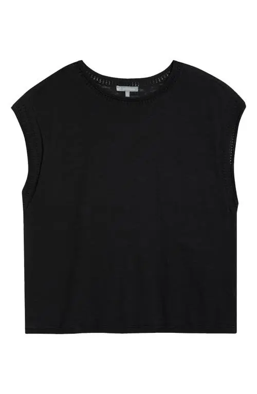 Wit & Wisdom Pointelle Trim Cotton Top