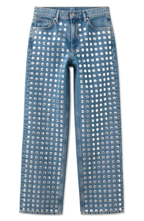 Mango Studded Straight Leg Jeans