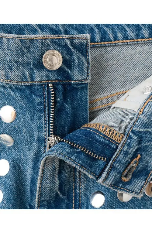 Mango Studded Straight Leg Jeans