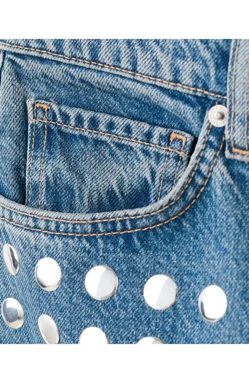 Mango Studded Straight Leg Jeans