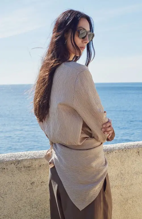 Mango Stripe Knot Detailing Asymmetrical Top
