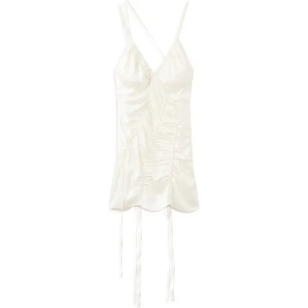 Mango Ruched Satin Mini Dress