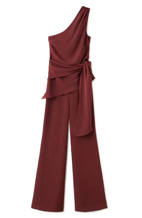 Mango Sleeveless Asymmetric Jumpsuit With Bow Detail - Maroon