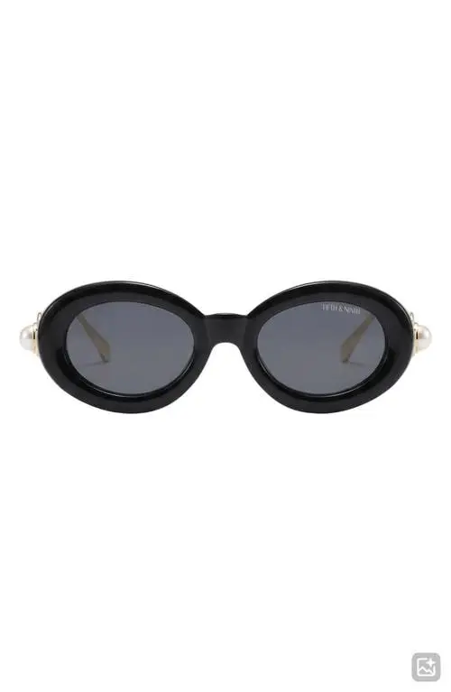 FIFTH & NINTH Arielle Oval Sunglasses - Black/black