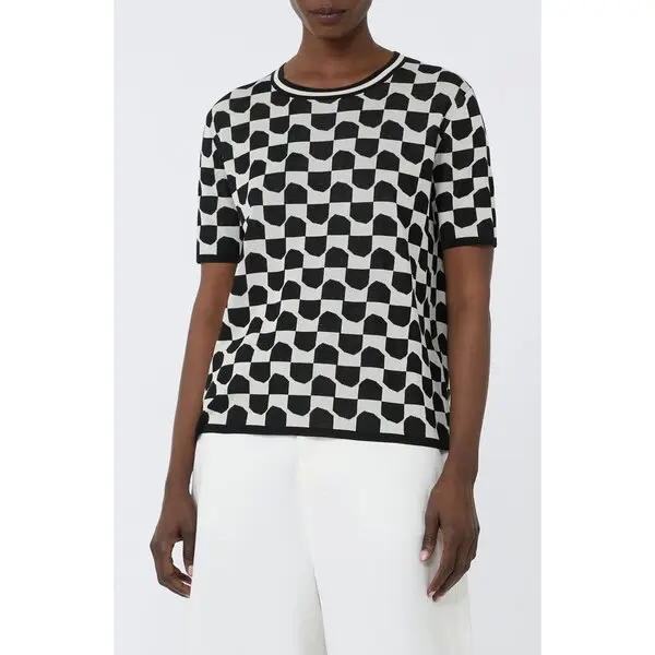 Max Mara Geometric Jacquard Cotton Blend Crewneck Sweater